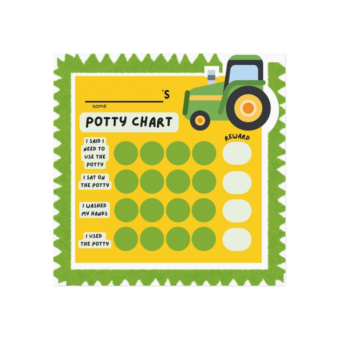 Tractor Potty Training Rewards Chart Square Magnet, Behavior Incentive ...