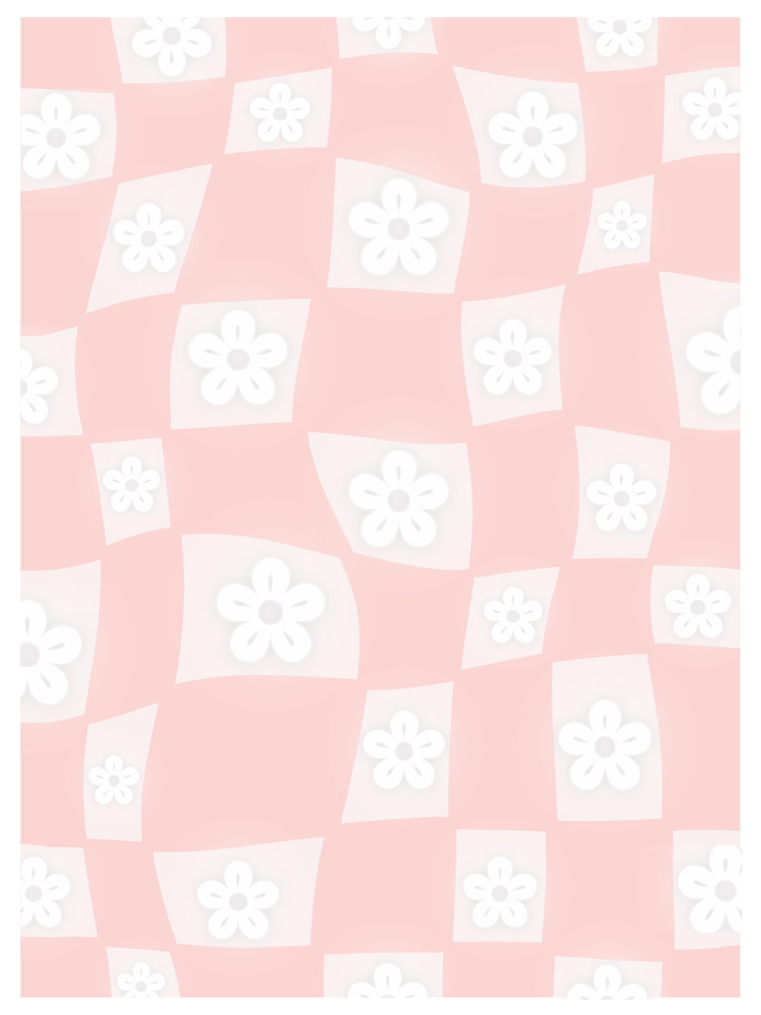 Checkered Neon Flowers Digital Print Poster - Etsy