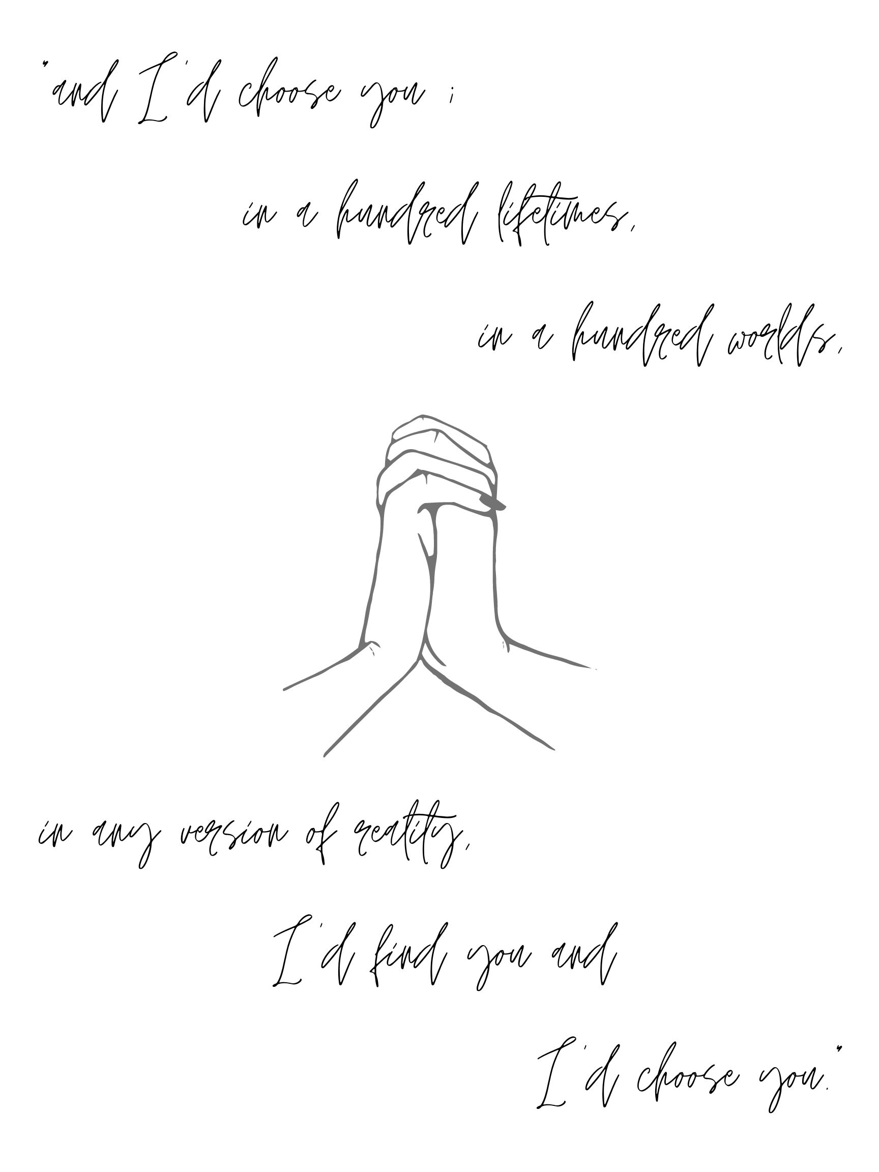 I'd Choose You: Quote and Hand Outline Digital Print - Etsy