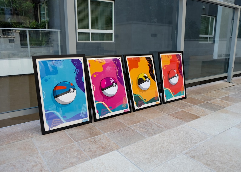 Poké Ball Poster Set: Anime Inspired Wall Art, Modern Design (13x19 ...