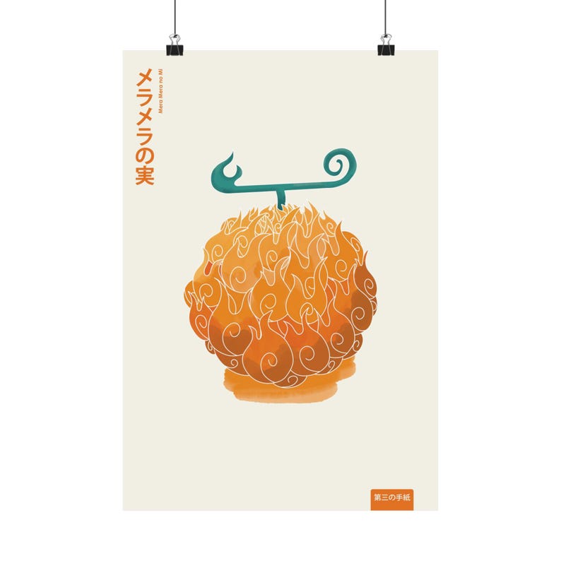 Anime Watercolor Matte Vertical Posters, One Piece Mera Mera No Mi ...