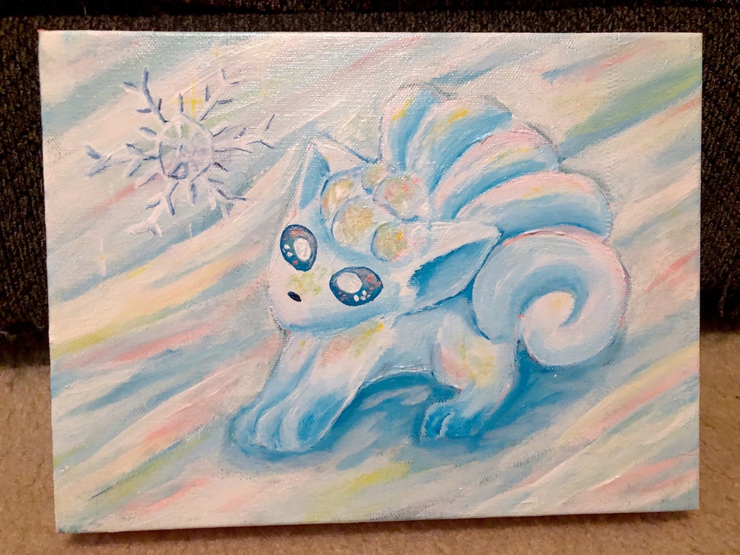 9x12 Vulpix Alolan Form Painting - Etsy