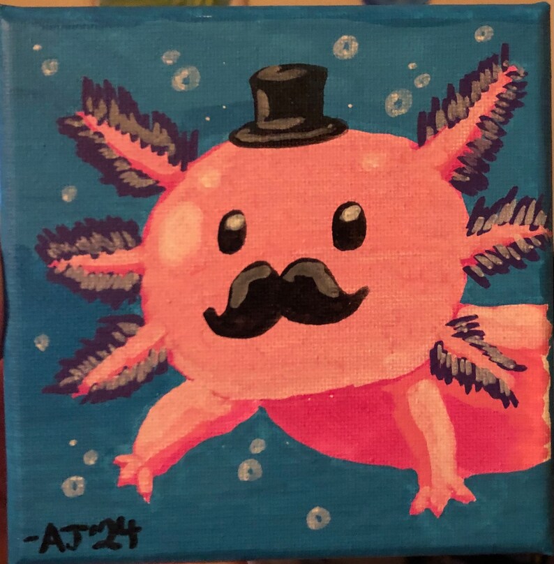 Axolotl Gentleman 5x5 Painting - Etsy