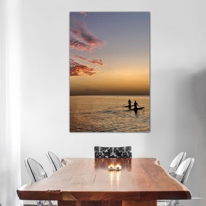Paddleboard Coastal Wall Art | Dynamic Ocean Sunrise Decor | Meditative ...