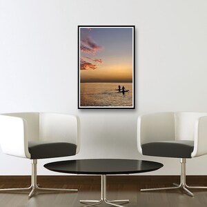 Paddleboard Coastal Wall Art | Dynamic Ocean Sunrise Decor | Meditative ...