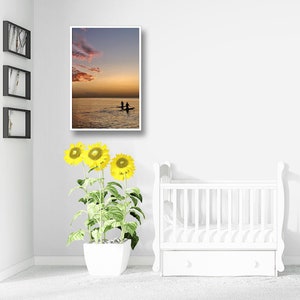 Paddleboard Coastal Wall Art | Dynamic Ocean Sunrise Decor | Meditative ...