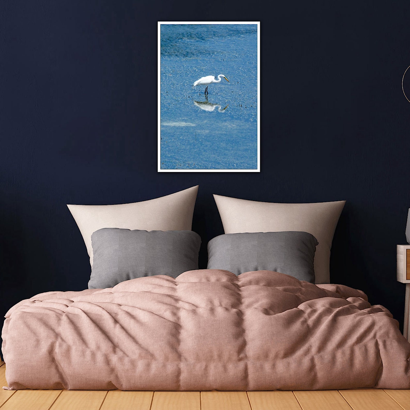 Beautiful, Photo White Crane Bird Reflection | Meditative Blue Pond ...