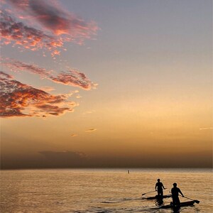 Paddleboard Coastal Wall Art | Dynamic Ocean Sunrise Decor | Meditative ...