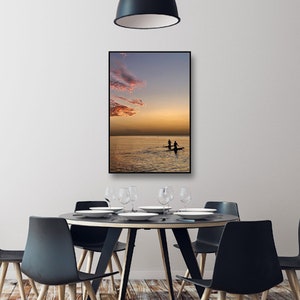 Paddleboard Coastal Wall Art | Dynamic Ocean Sunrise Decor | Meditative ...