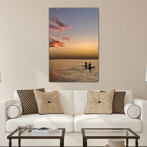 Paddleboard Coastal Wall Art | Dynamic Ocean Sunrise Decor | Meditative ...