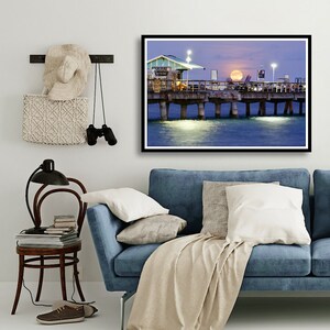 Inspiring, Full Moon With Pier Photograph | Inspiring Coastal Decor ...