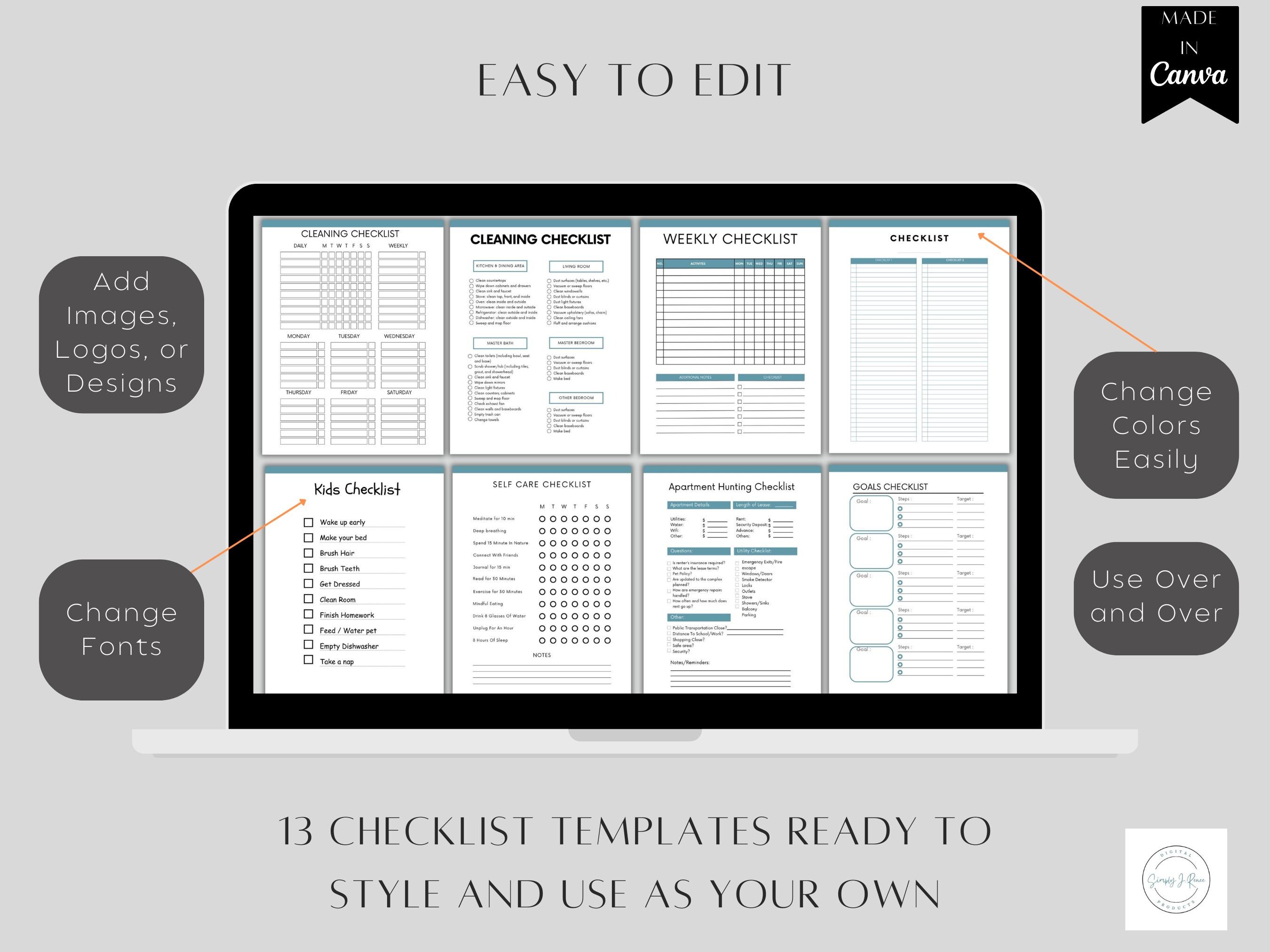 Checklist Bundle, Everyday Checklist, Checklist Printables, Checklist ...