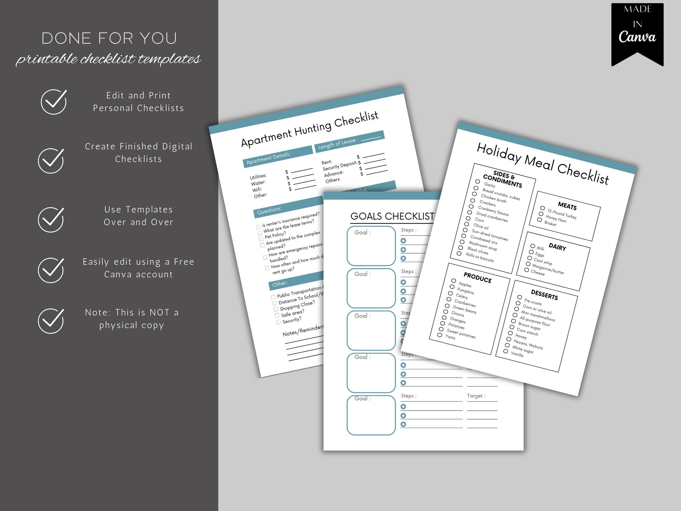 Checklist Bundle, Everyday Checklist, Checklist Printables, Checklist ...