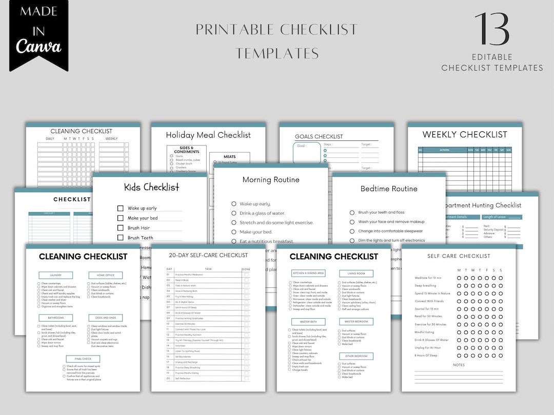 Checklist Bundle, Everyday Checklist, Checklist Printables, Checklist ...
