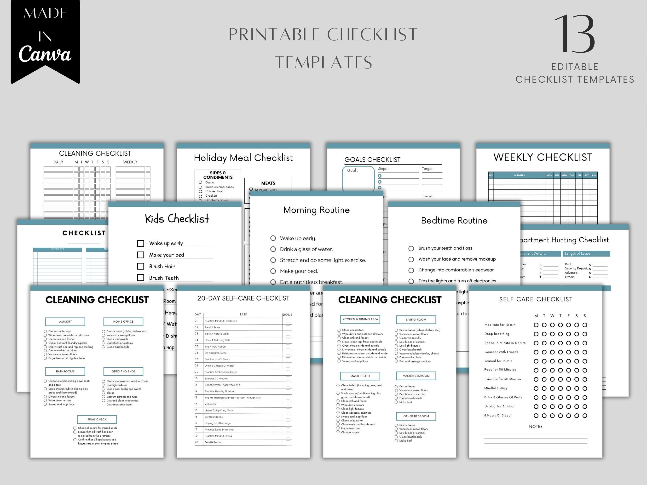 Checklist Bundle, Everyday Checklist, Checklist Printables, Checklist ...