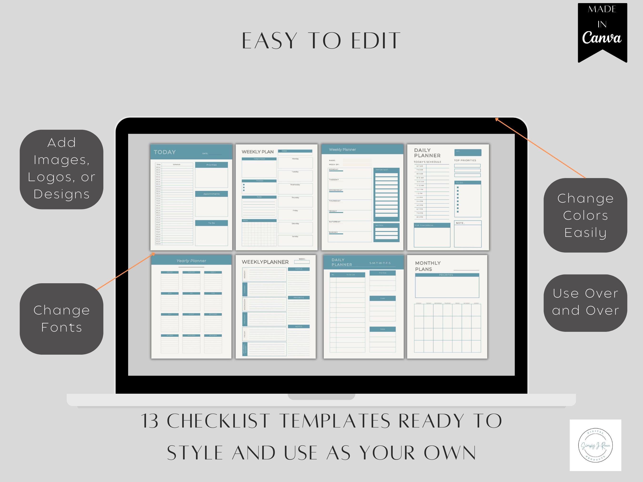 Planner Printables, Daily, Weekly, Monthly Planner Pages, Template - Etsy