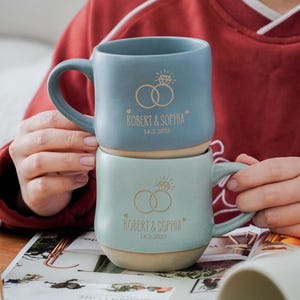Large Custom Ceramic Coffee Mug Set of 2,couple Gift for Wedding ...