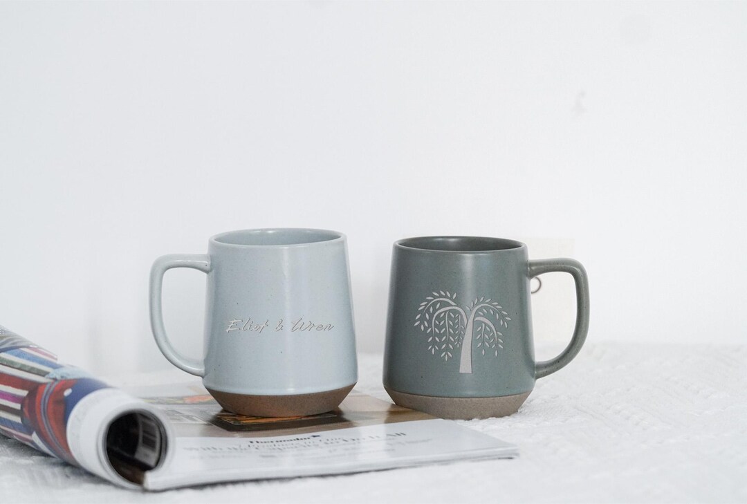 Engraved Pottery Set of 2 Personalised Mug 9th Anniversary Gifts for ...