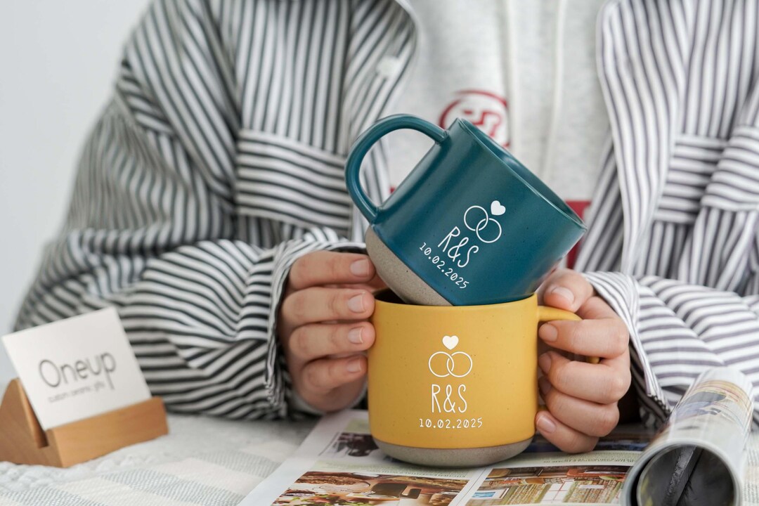 Custom Ceramic Coffee Mug Set of 2,couple Gift for Wedding,valentine ...