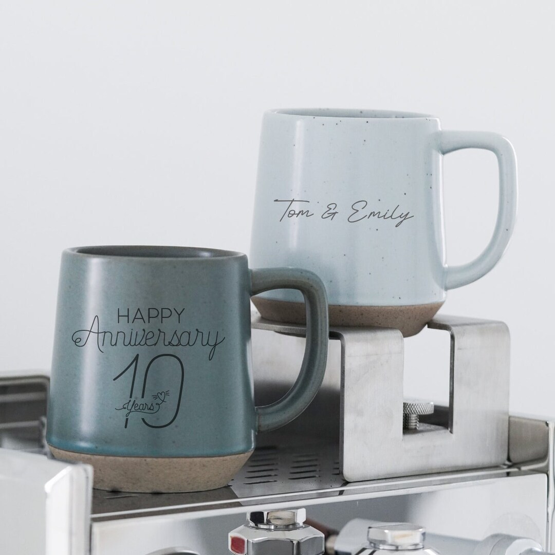 Engraved Pottery Mug, Ceramic Custom Mug, Anniversary Gifts, Tin ...