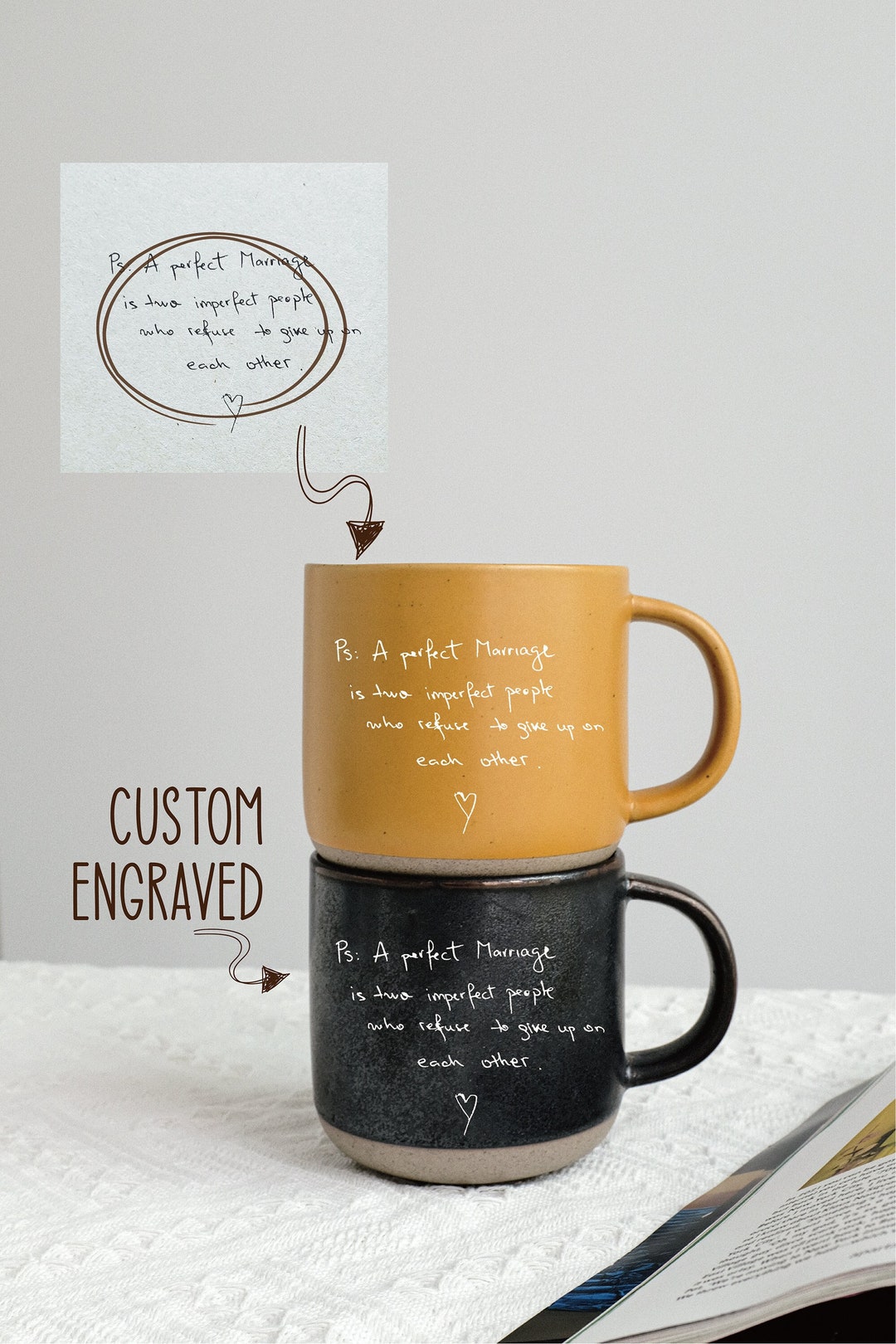 Custom Mug Actual Handwriting Pottery Mug Personalized Ceramic Mug With ...