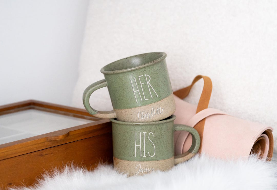 Engraved Pottery Personalised Mugset of 2,9th Anniversary Gifts,his Her ...