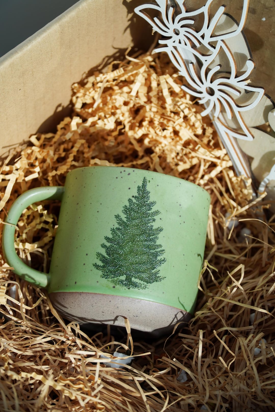 Pine Tree Pottery Mug, Christmas Tree Mug Gift for Family, Rustic Mug ...