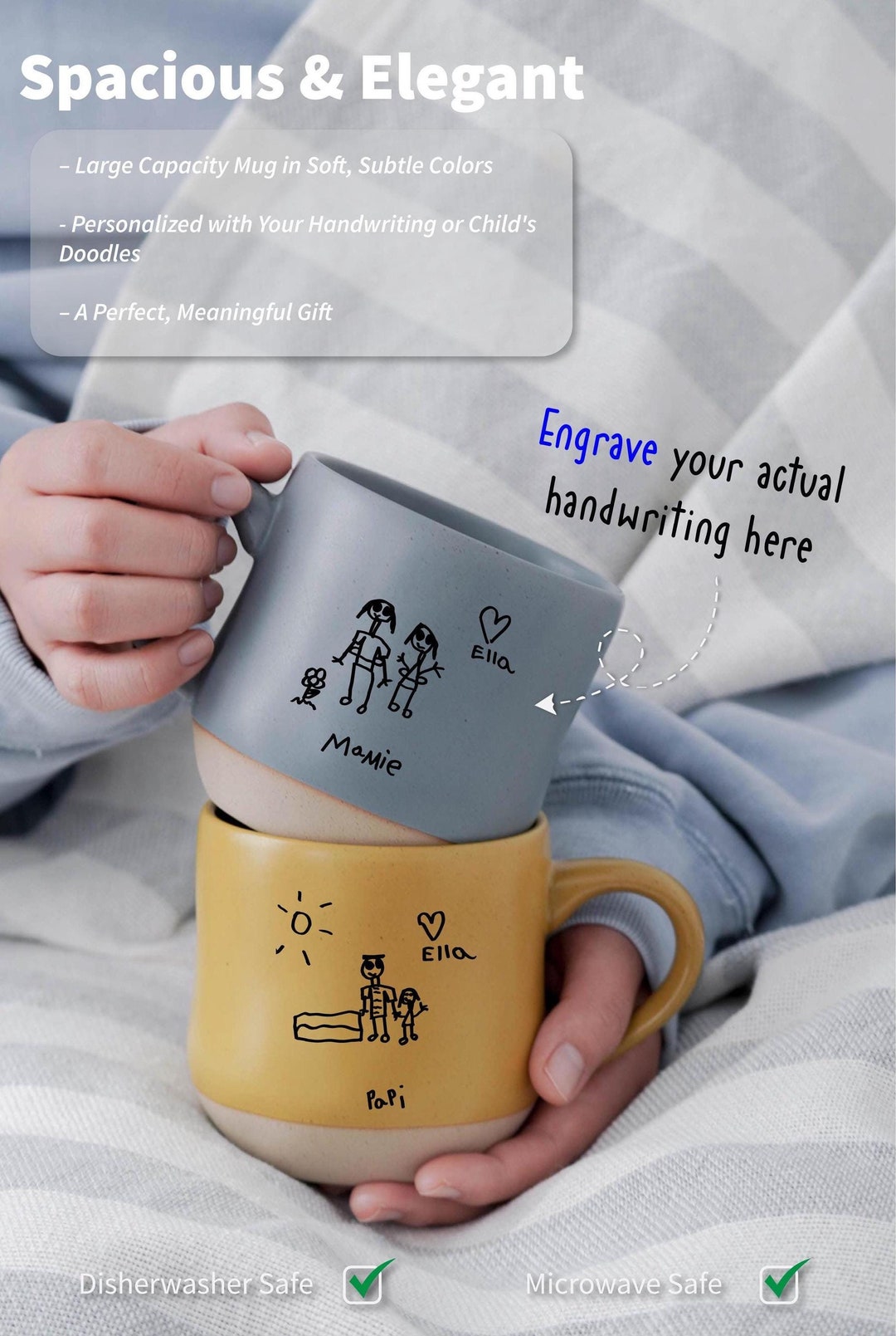 Large Custom Mug Actual Handwriting Ceramic Mug,personalized Mug With ...