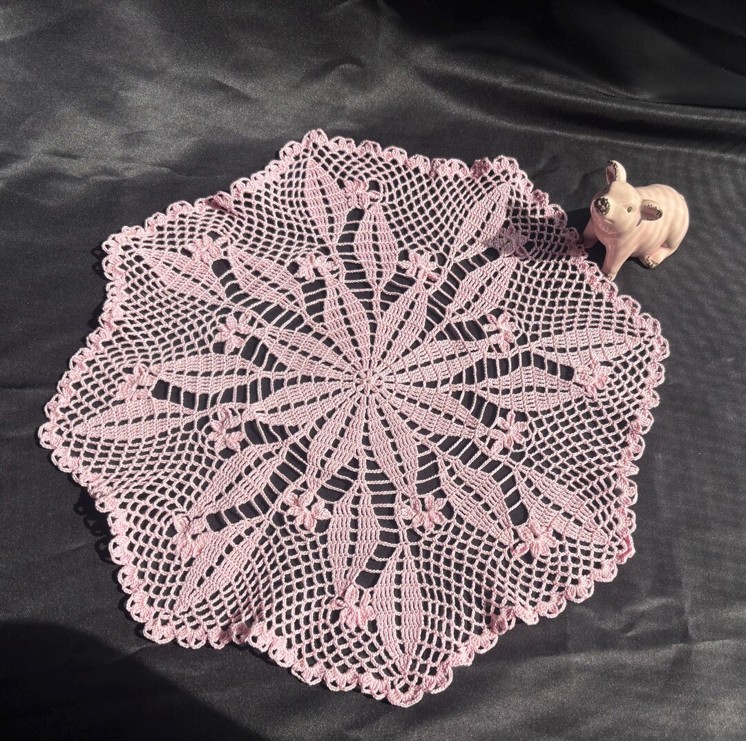 Pink Crocheted Centerpiece Doily, 17-inch, Ready to Ship! - Etsy