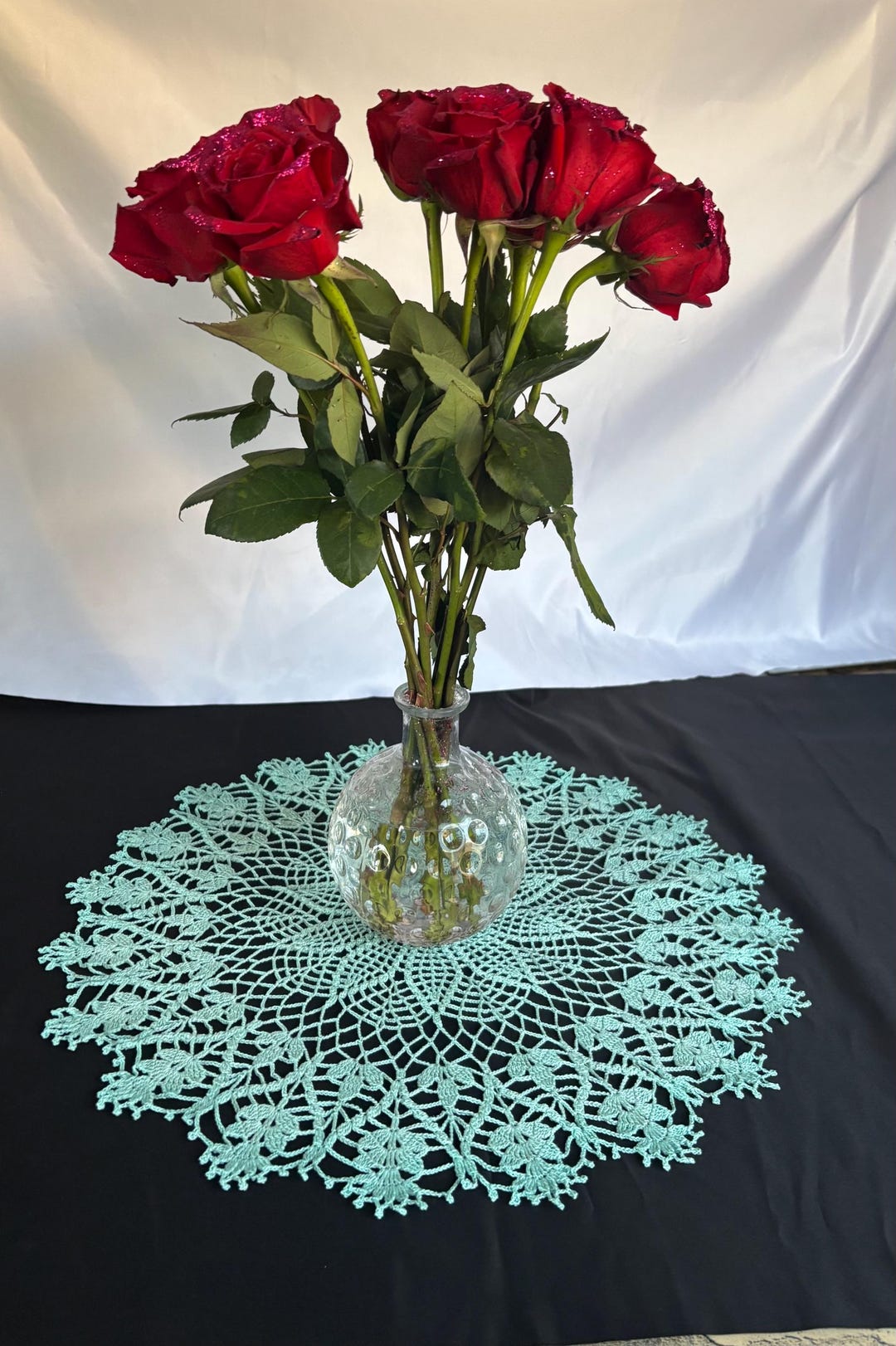 Light Teal Crocheted Centerpiece Doily, 19-inch, Ready to Ship - Etsy