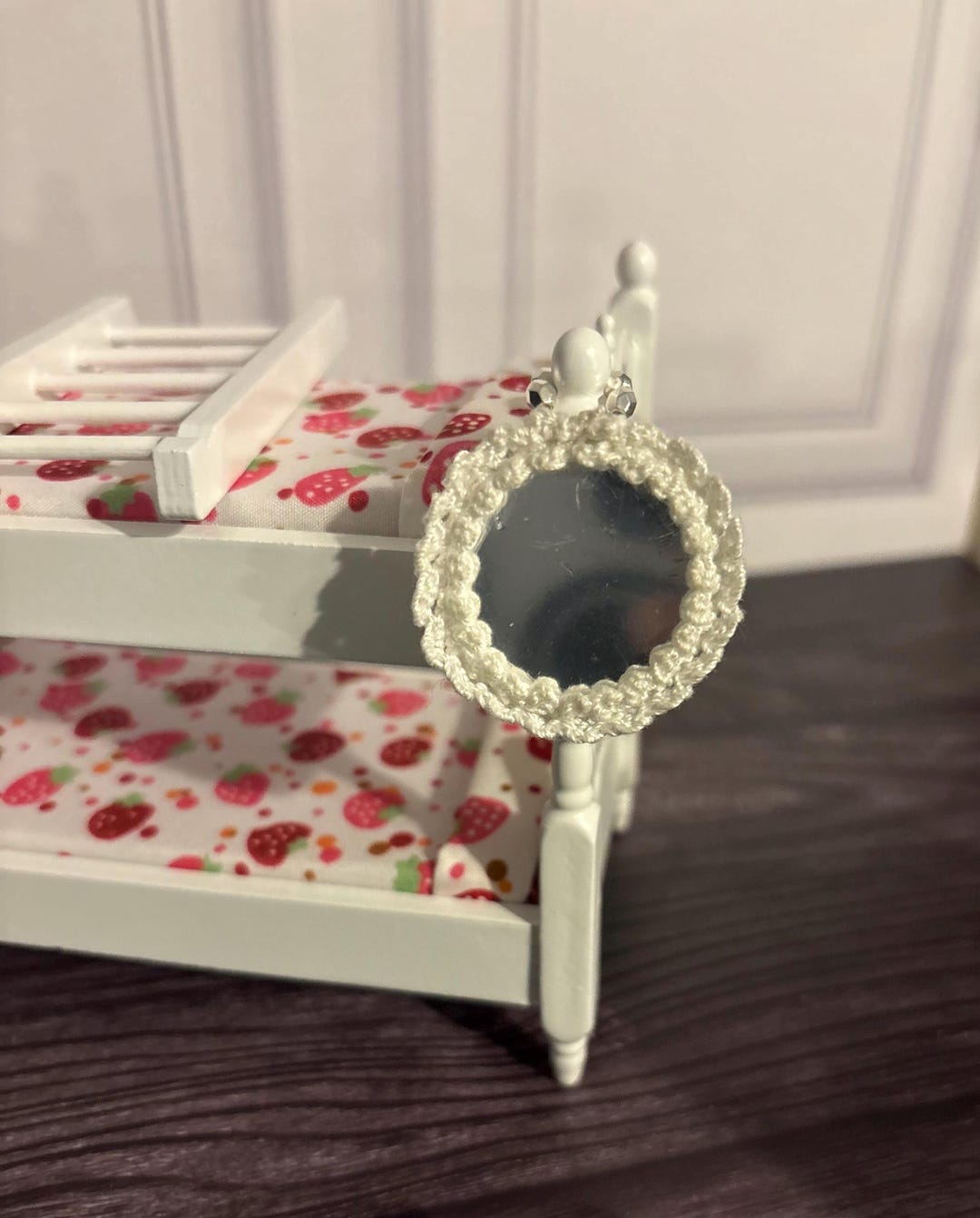 Miniature Crocheted Mirror: 1-inch Mirror With Crochet Edges and Back ...