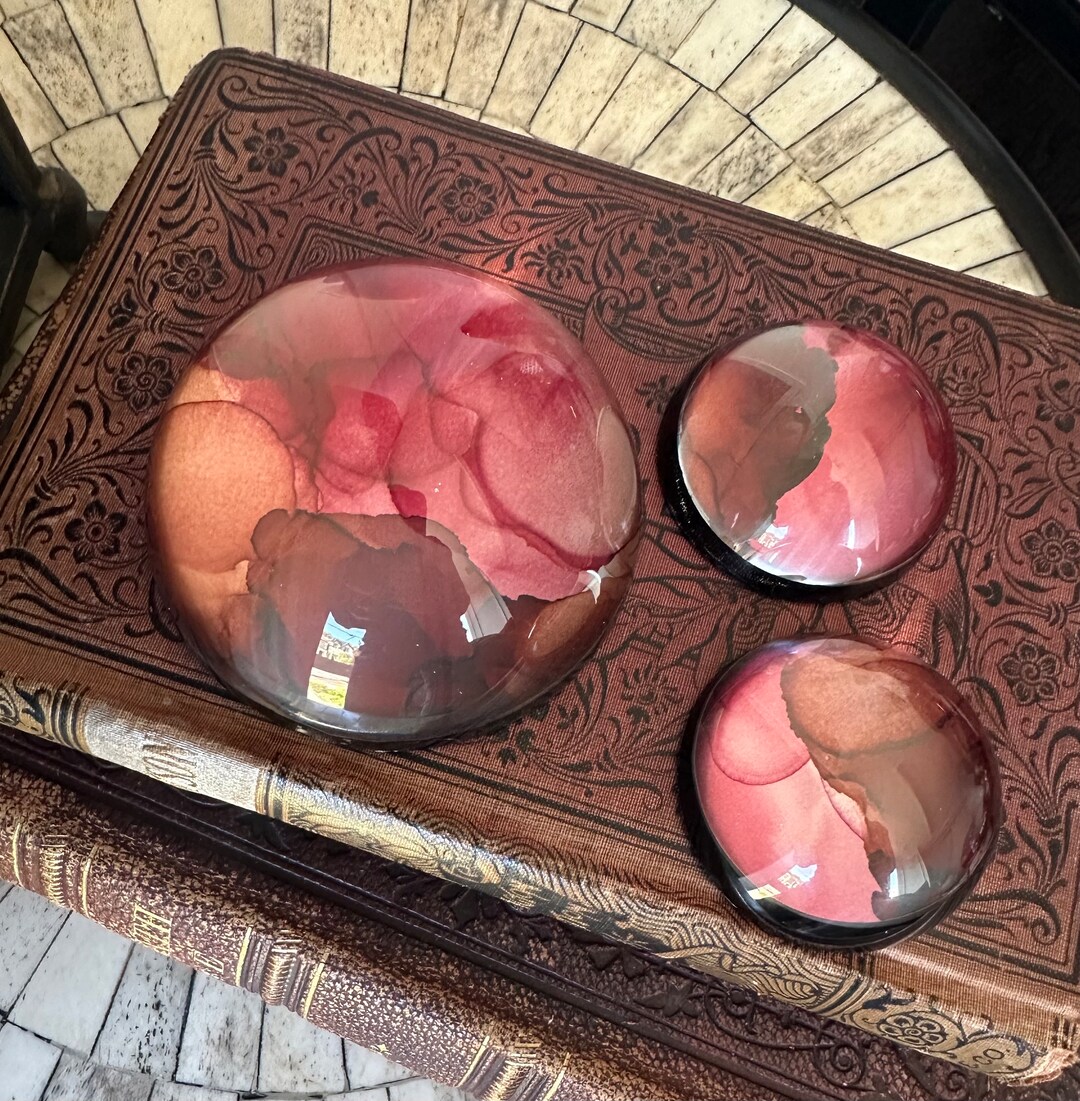 Glass Paperweights, Copper/red Paperweights, Alcohol Ink Sealed Under ...
