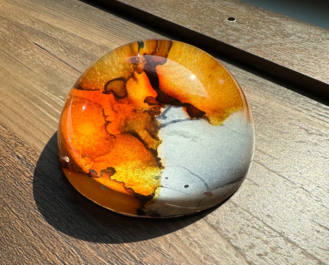 Large Glass Paperweight, Tobacco and Grey Glass Paperweight, Unique ...