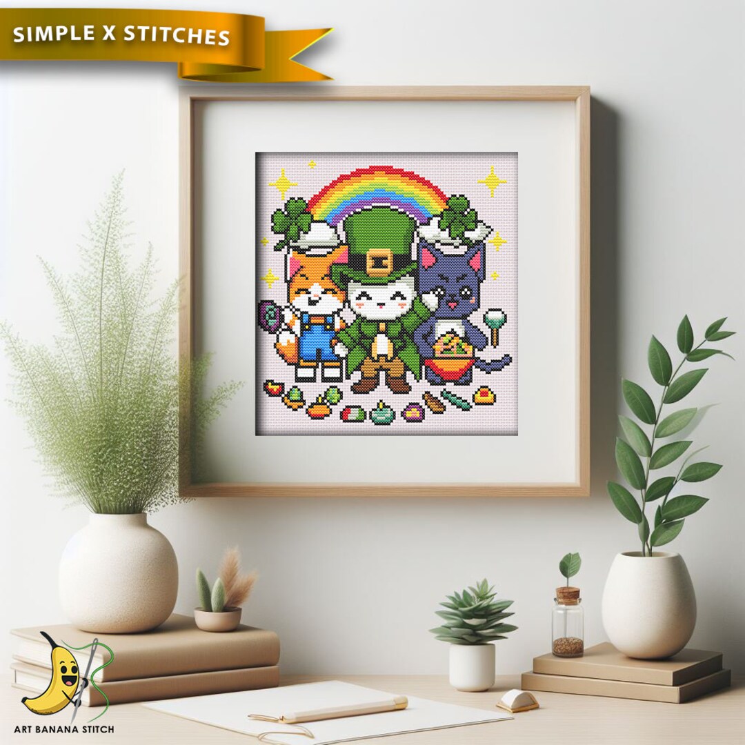 Pot O' Purr Gold Cross Stitch PDF Download ONLY, Beginner-friendly, St ...