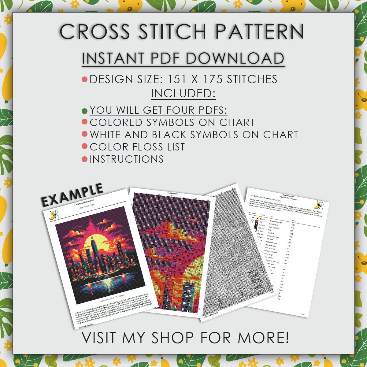 Sunset Skyscrapers Cross Stitch Pattern PDF - Etsy