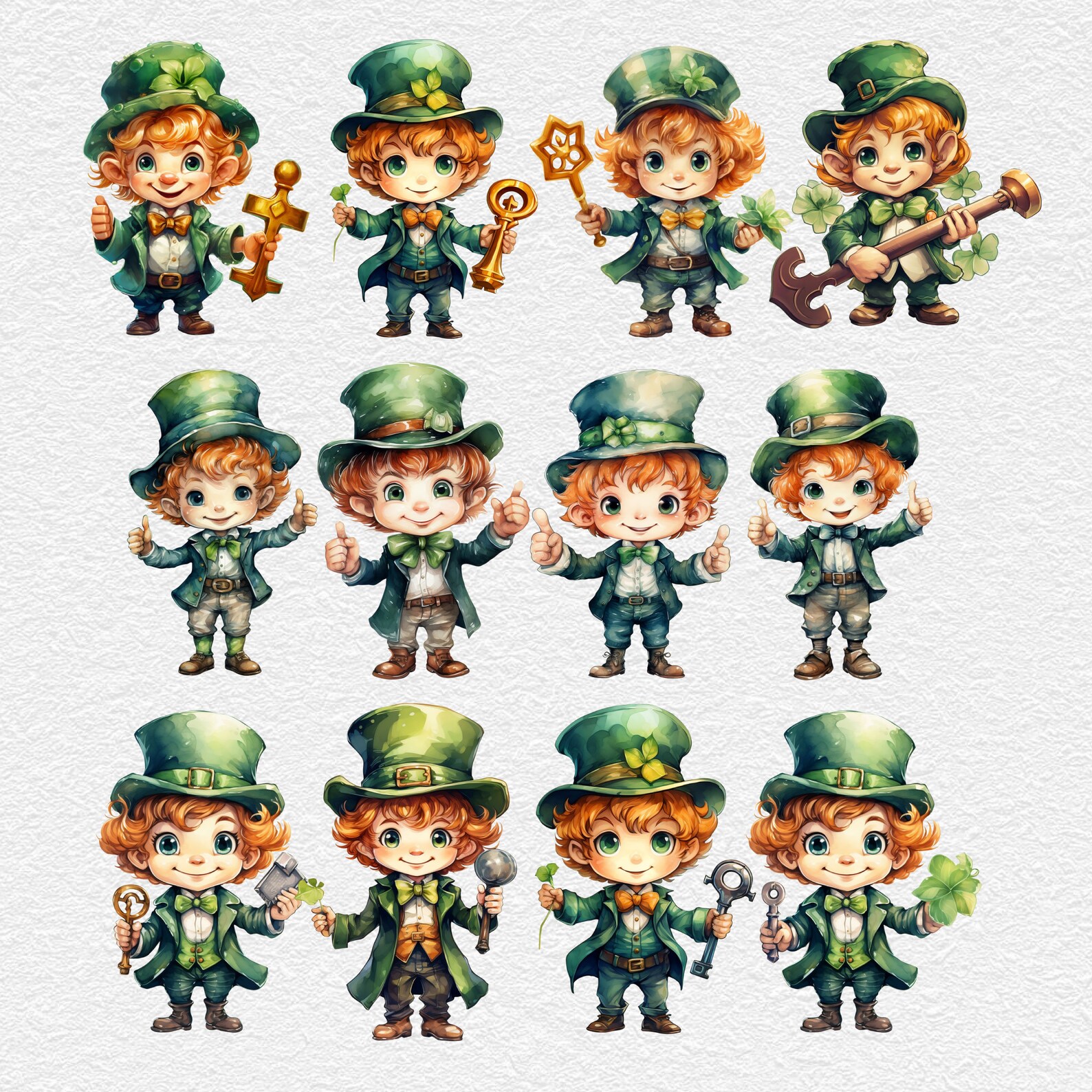 Leprechaun Watercolor PNG Clipart, Printable DIY Saint Patrick's Day ...