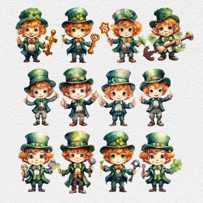 Leprechaun Watercolor PNG Clipart, Printable DIY Saint Patrick's Day ...