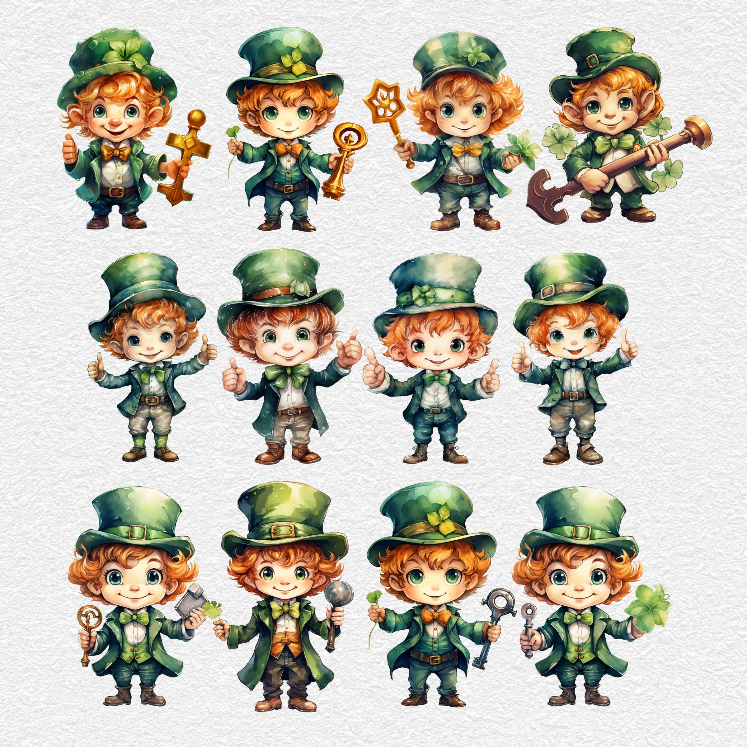 Leprechaun Watercolor PNG Clipart, Printable DIY Saint Patrick's Day ...