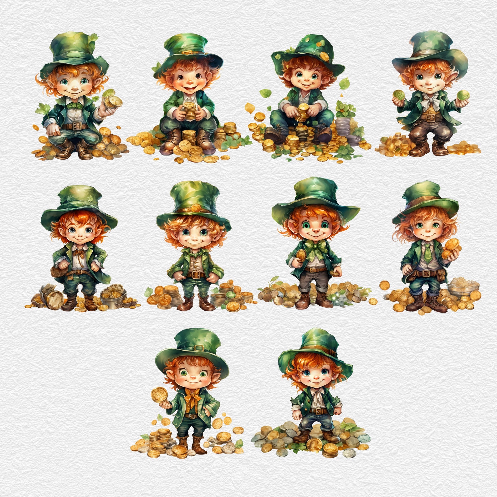 Leprechaun Watercolor PNG Clipart, Printable DIY Saint Patrick's Day ...
