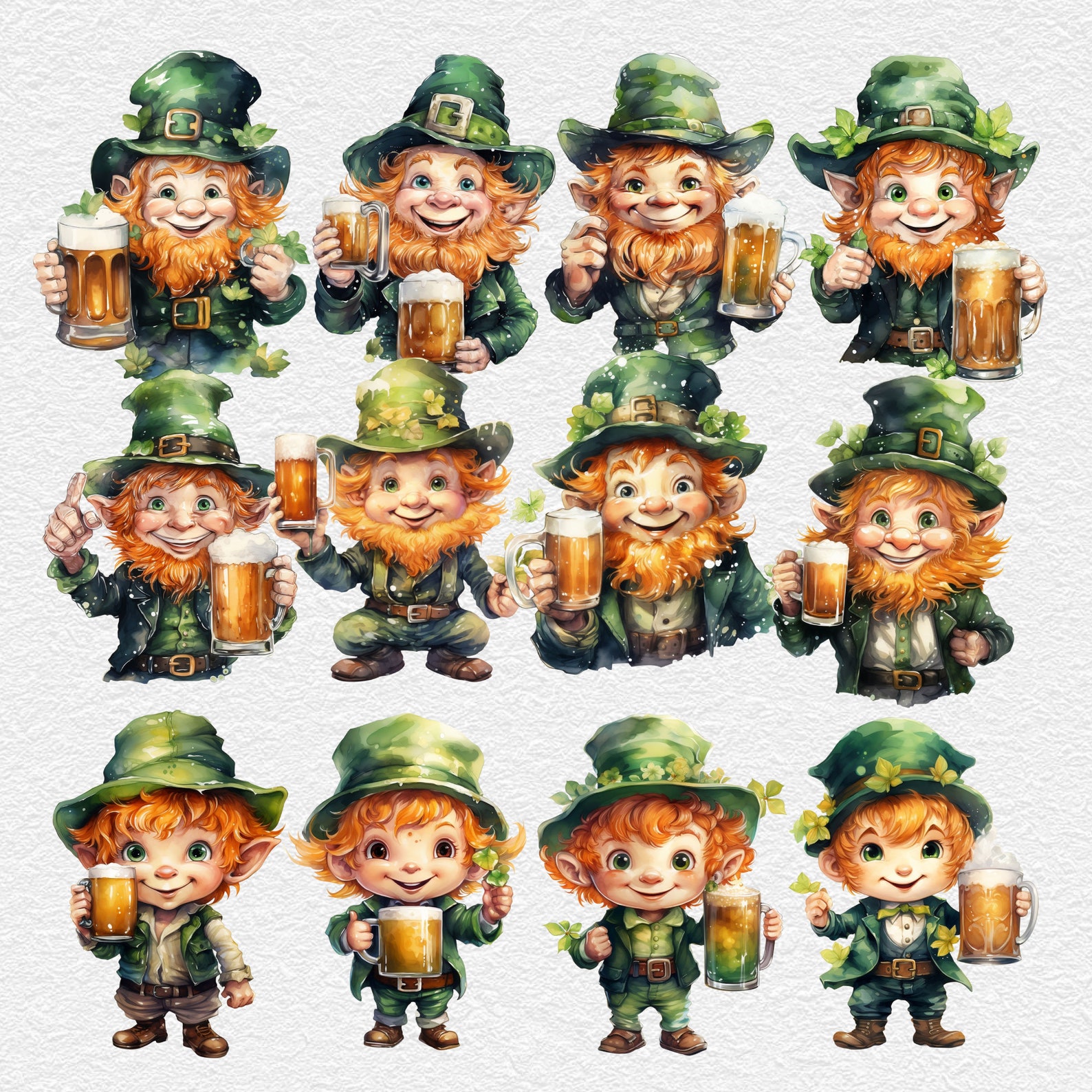 Leprechaun Watercolor PNG Clipart, Printable DIY Saint Patrick's Day ...