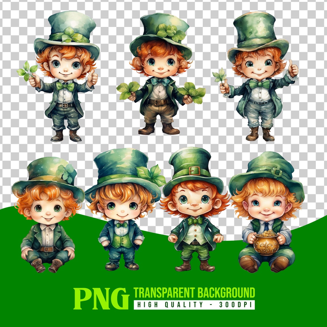 Leprechaun Watercolor PNG Clipart, Printable DIY Saint Patrick's Day ...