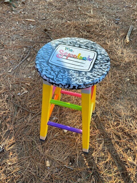 Custom Painted Teacher Stool - Etsy