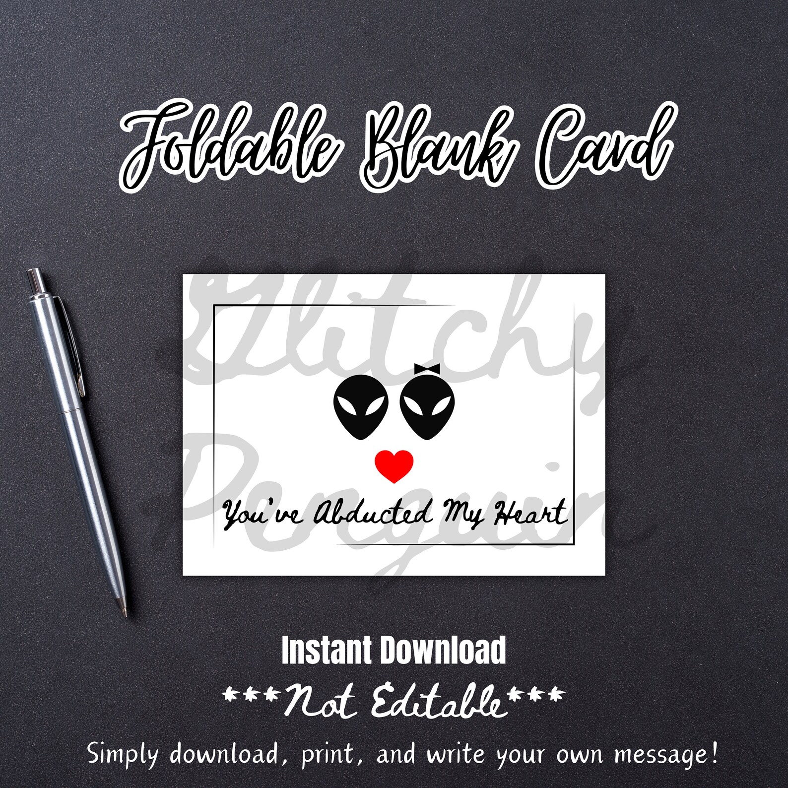 Alien Valentine's Card Alien Romance Romantic Alien Card Foldable Card ...