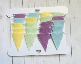 Mini Pastel Rainbow Garland, Mini Bunting, Tiny Triangle Garland, Felt ...