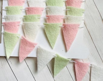 Mini Garland, Mini Bunting, Tiny Triangle Garland, Felt Mini Pennant ...