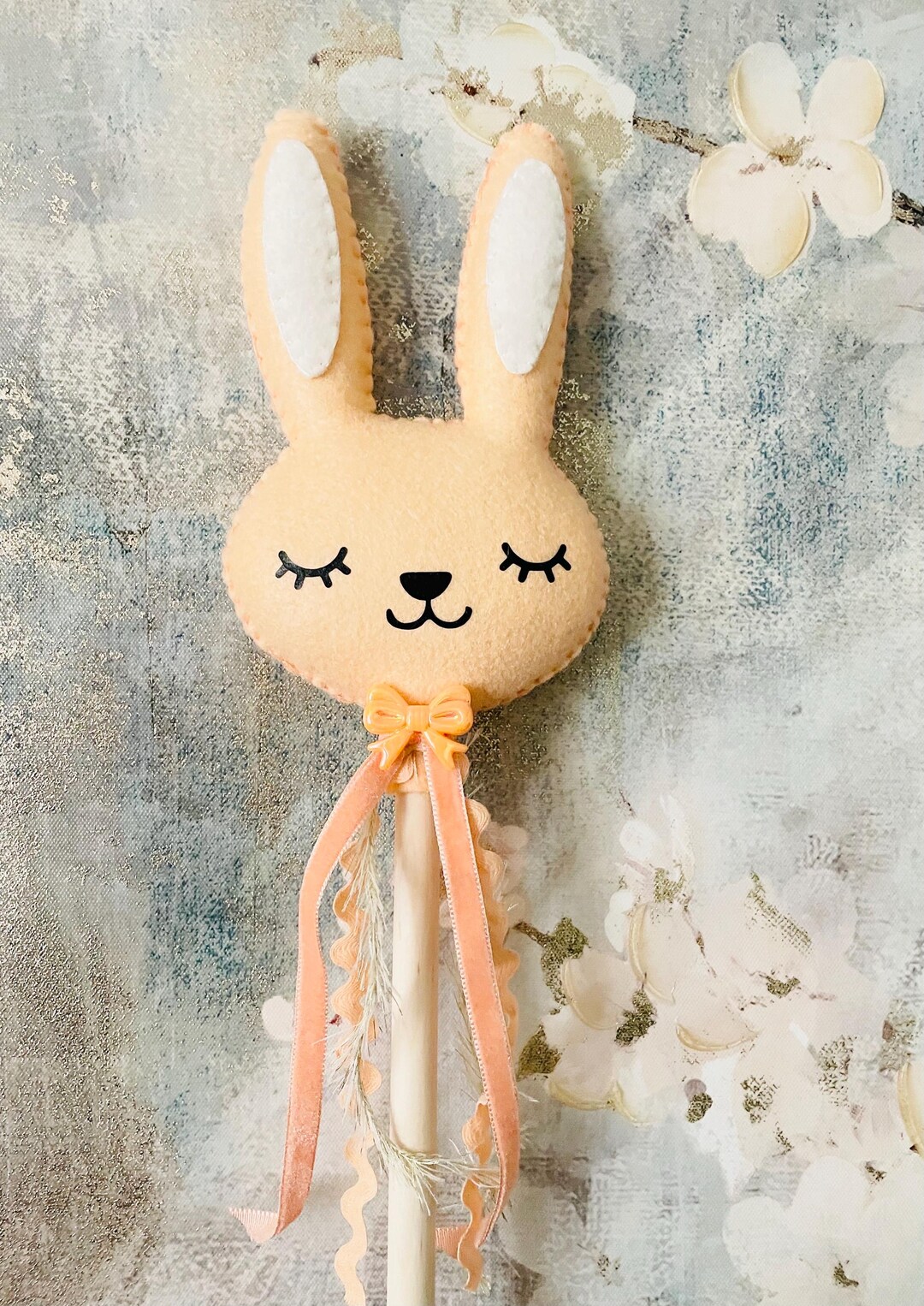 Easter Bunny Felt Wand Handmade, Easter Basket Stuffer, Easter Photo ...
