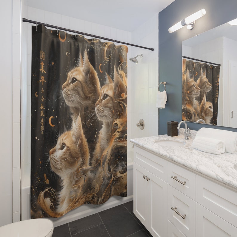 Cats, Ukiyo-e Style, Zen, Chan, Shower Curtain - Etsy