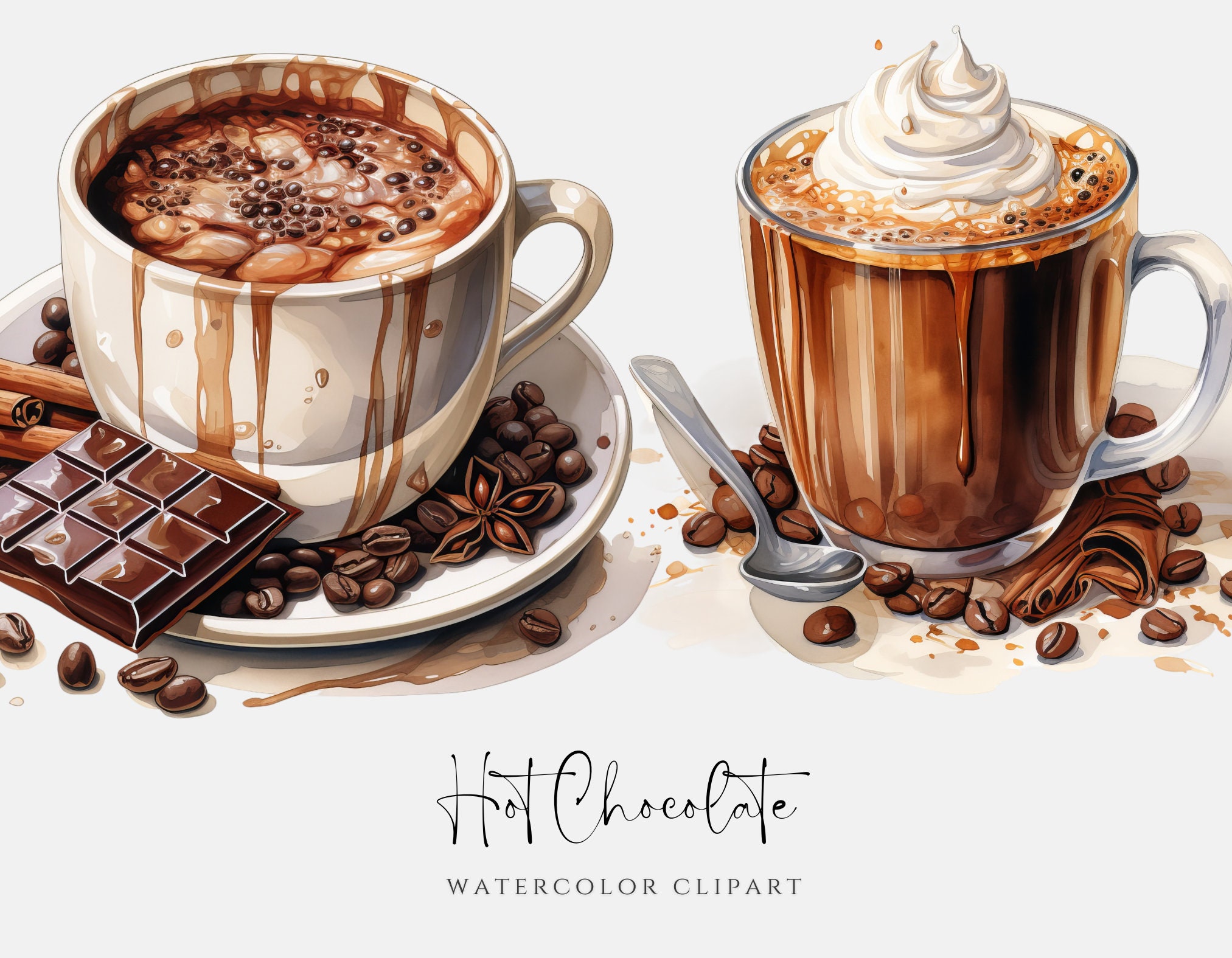 Watercolor Hot Chocolate Clipart, Watercolor Hot Cocoa PNG, Sweet Clip ...