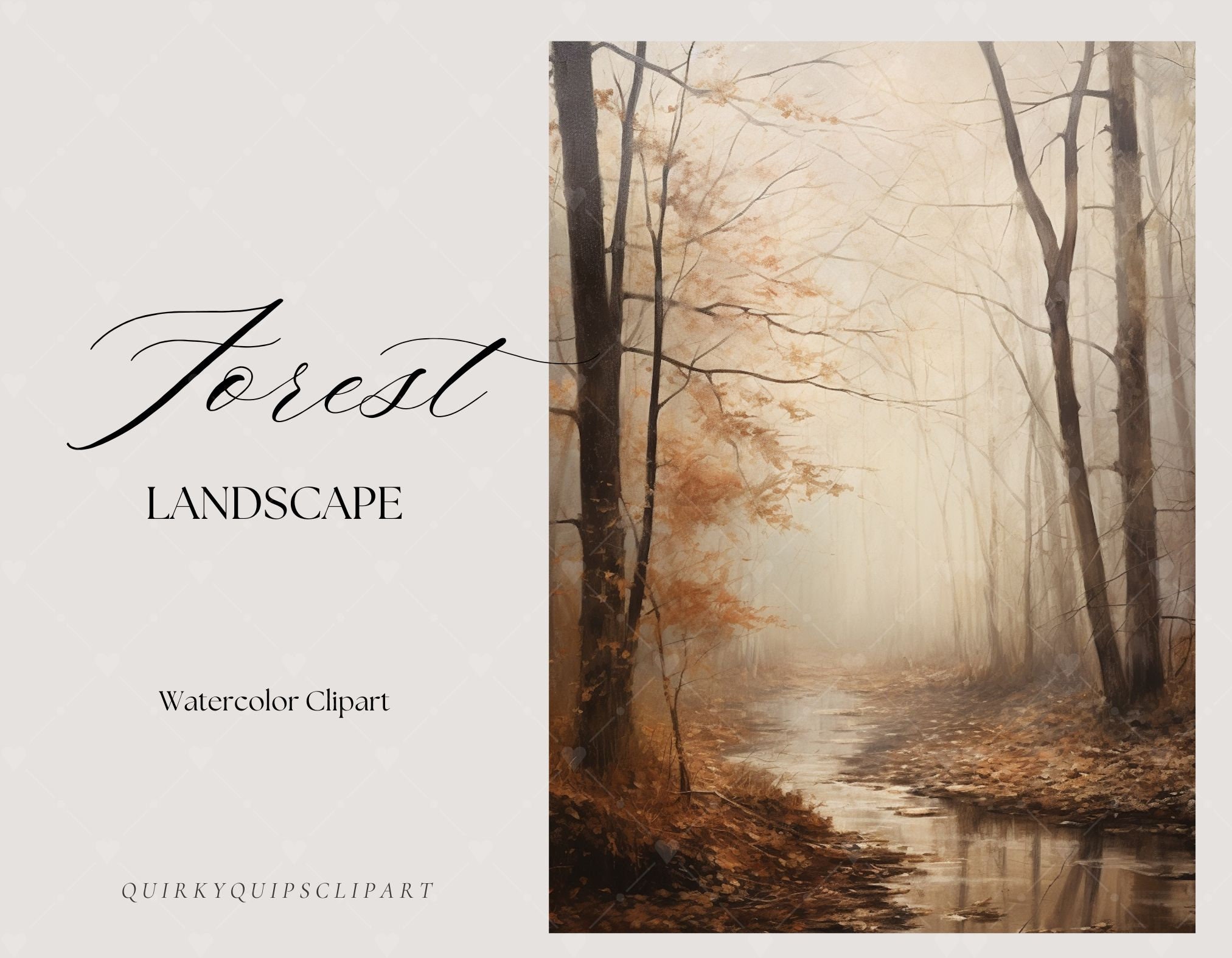 Forest Landscape Clipart, Autumn Tree, Fall Background, Landscape ...