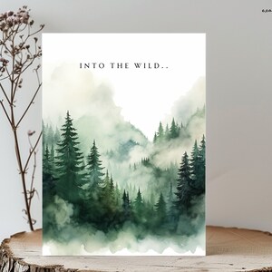 Misty Forest Landscape Watercolor Clipart, Pine Trees, Digital Papers ...